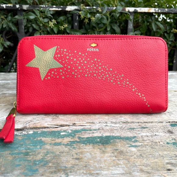 Fossil | Bags | Fossil Red Leather Shooting Star Wallet | Poshmark